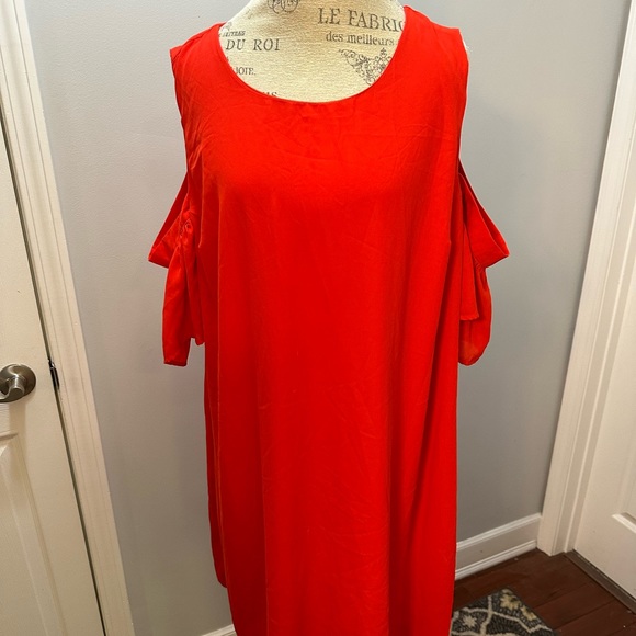 City Streets | Dresses | Red Cold Shoulder Swing Dress | Poshmark